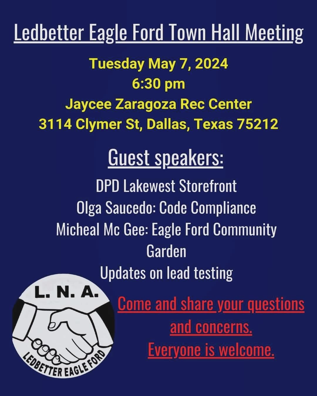 Ledbetter Eagle Ford Town Hall Meeting – Dallas Free Press