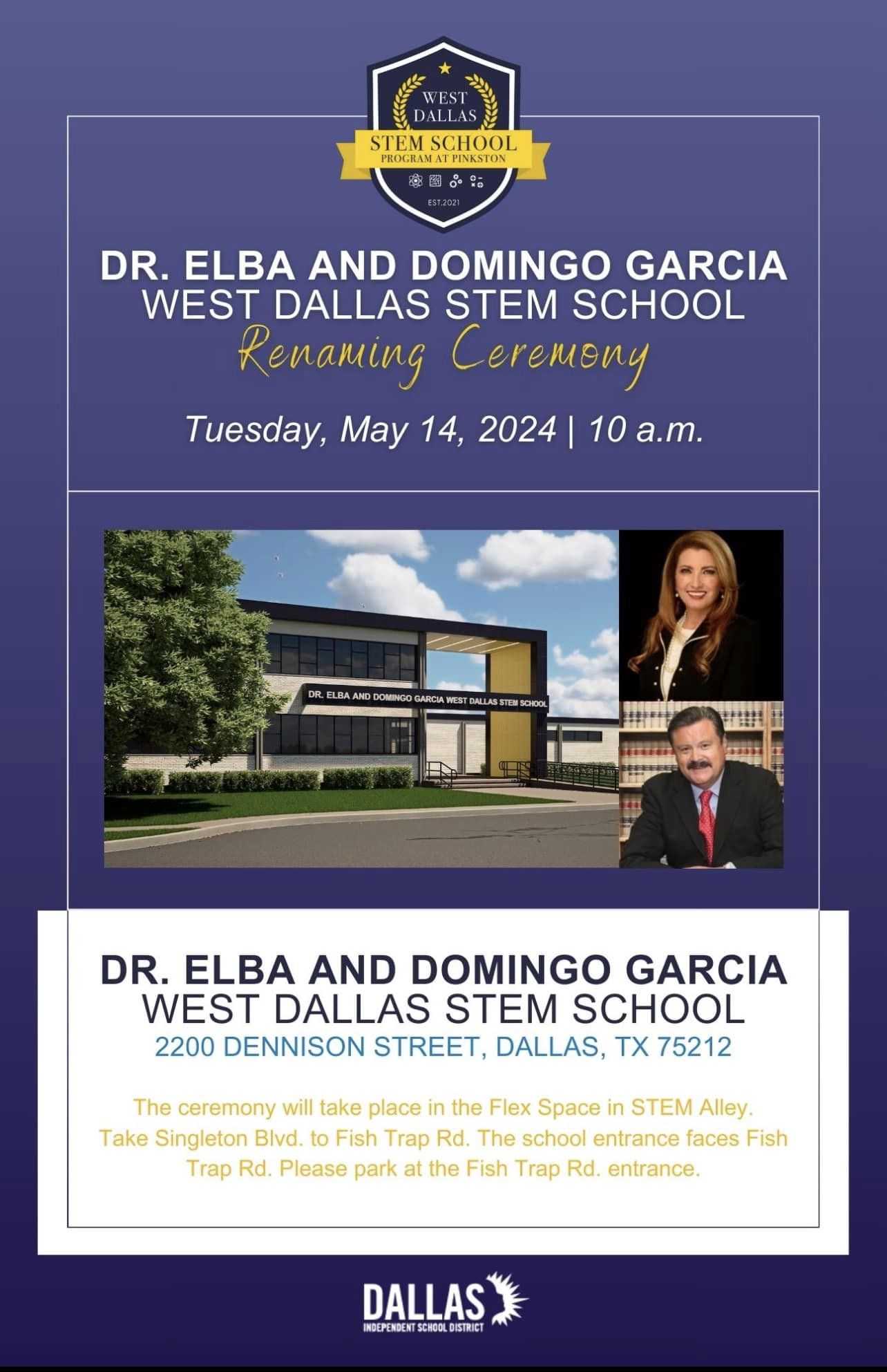 Dr. Elba and Domingo Garcia West Dallas STEM School Renaming Ceremony ...